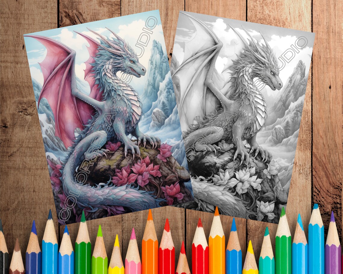 12 Realistic Fantasy Dragon Coloring Book Pt.1 Adult & Kids Coloring ...