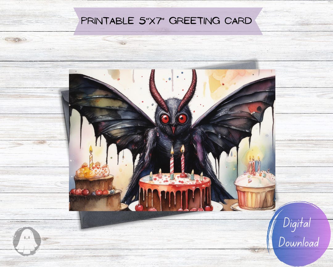 Celebrate With a Mothman Birthday Card: Unique Printable Greeting ...