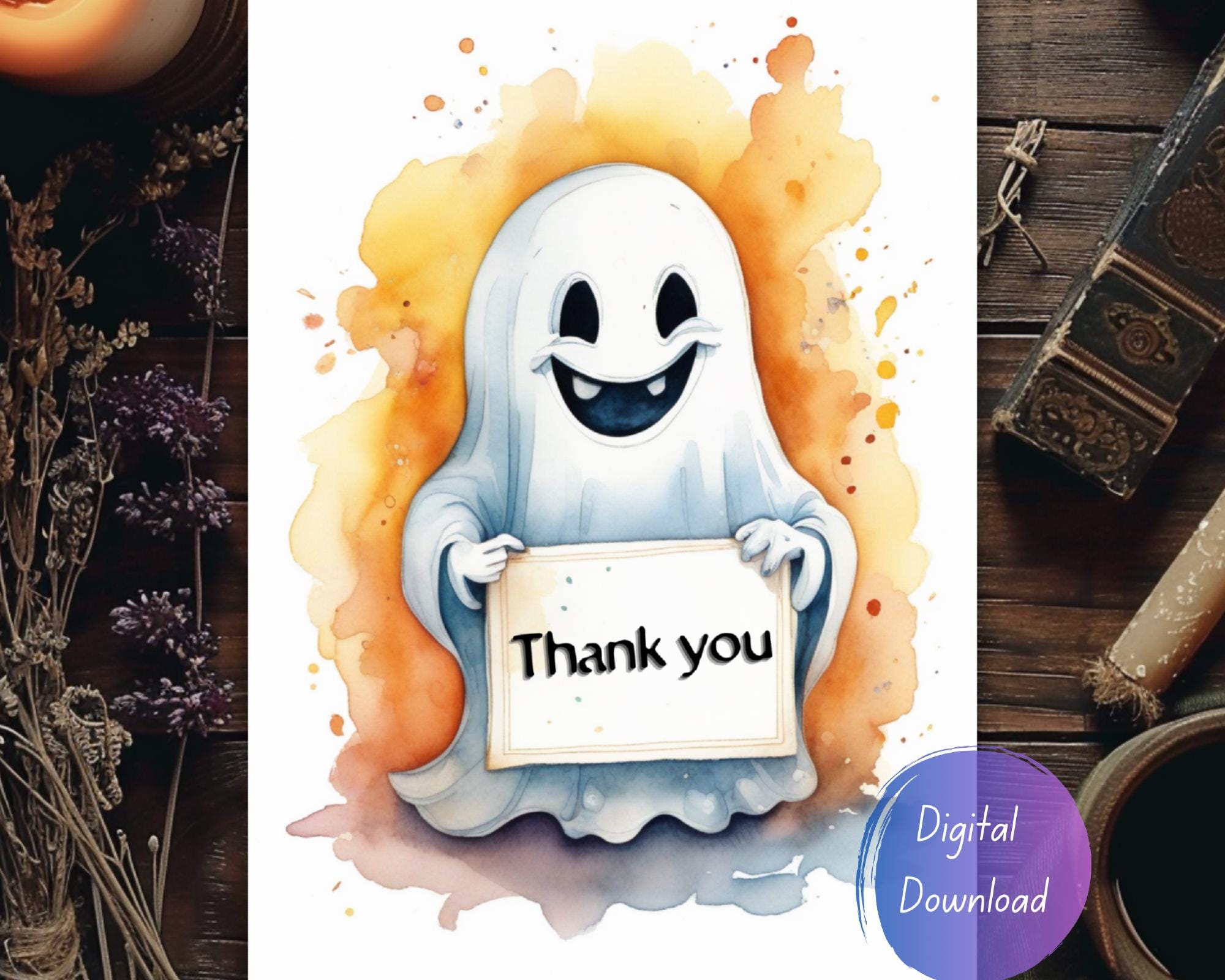 Printable Ghost Thank You Card | Ghost Hunting Card | Digital Download ...