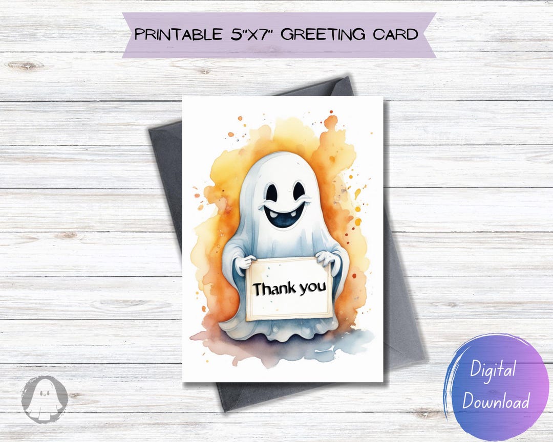 Printable Ghost Thank You Card | Ghost Hunting Card | Digital Download ...