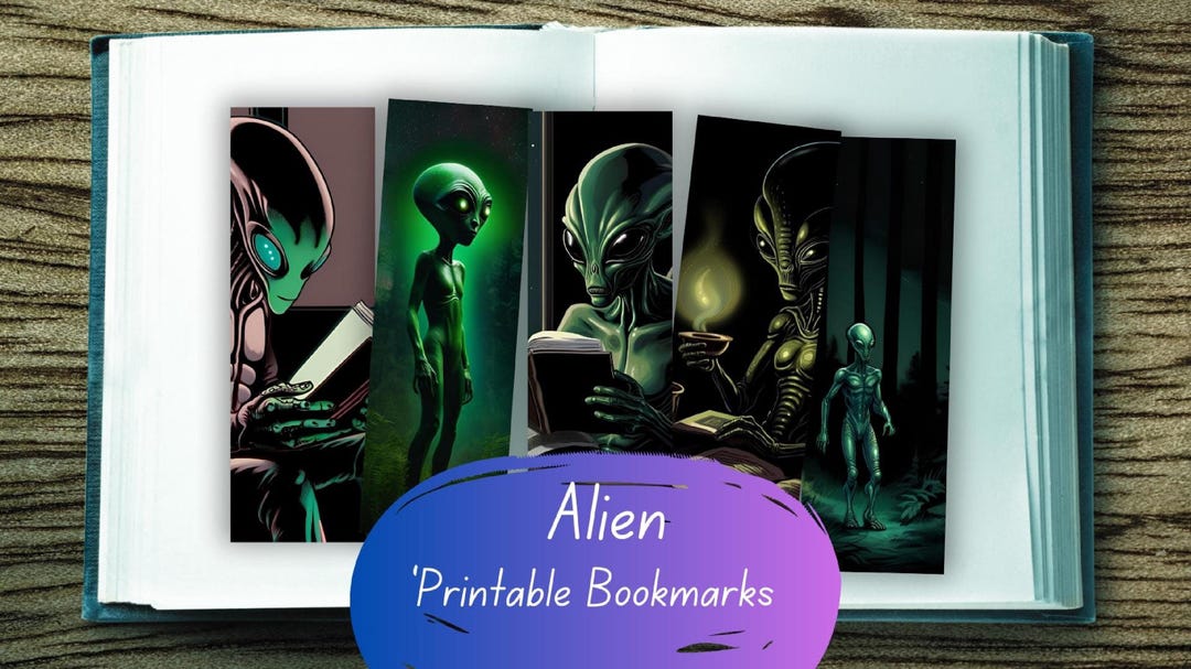 Alien Printable Bookmarks, Sci-fi Reading Gift (digital Download) - Etsy