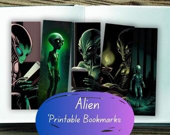 Alien Printable Bookmarks, Sci-fi Reading Gift (digital Download) - Etsy
