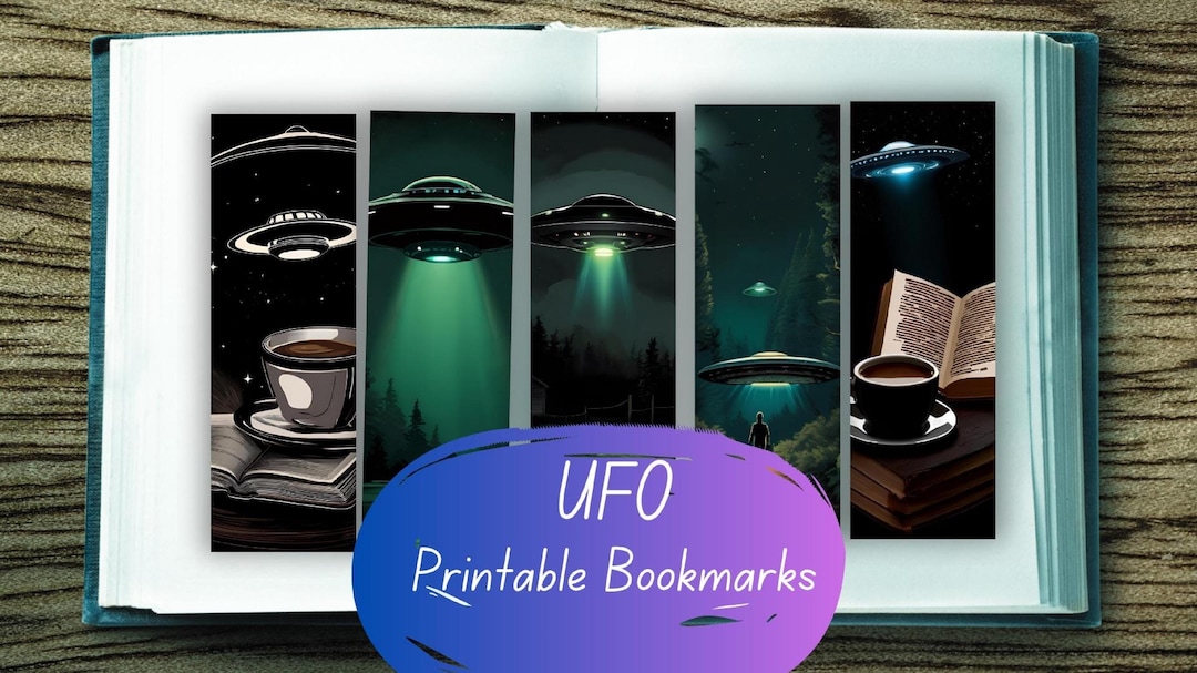 Ufos Bookmark Bundle, Digital Alien Bookmark Set, UFO Printable ...