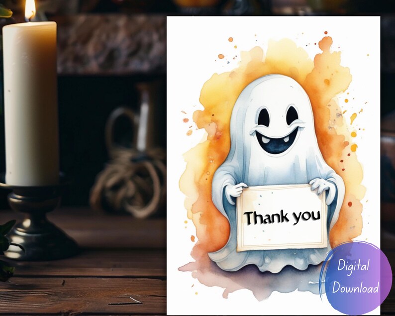 Printable Ghost Thank You Card Ghost Hunting Card Digital Download 5x7 ...