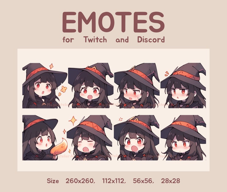 Twitch Emotes Discord Emotes Pack - 8 Cute Anime Halloween Black Hair ...