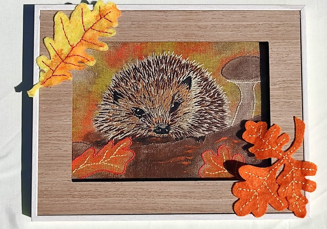 Autumnal Frame the Hedgehog Hand Painted and Embroidered Decoration - Etsy