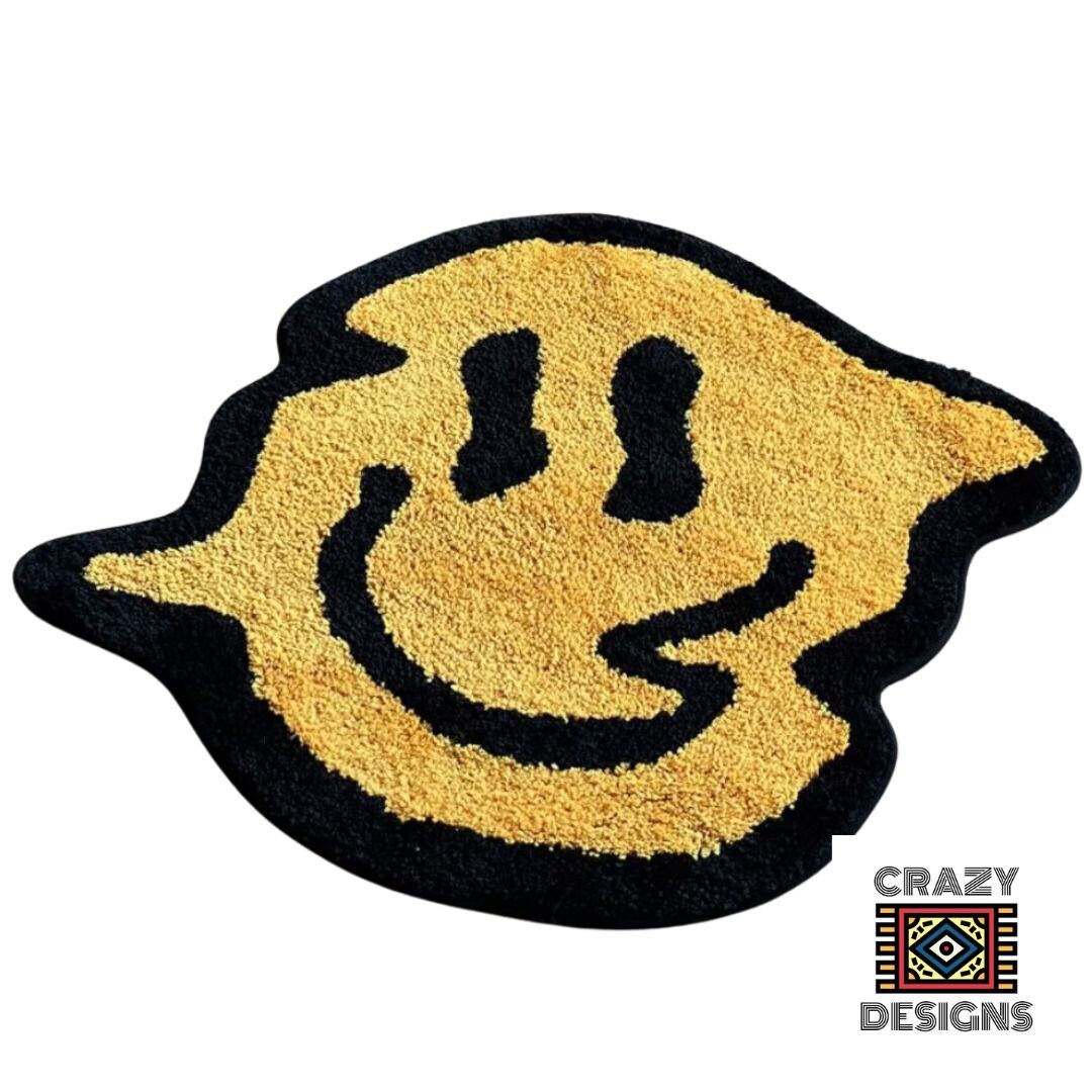 Custom Tufted Wavy Twisted Yellow Happy Smiley Face Non-slip - Etsy UK