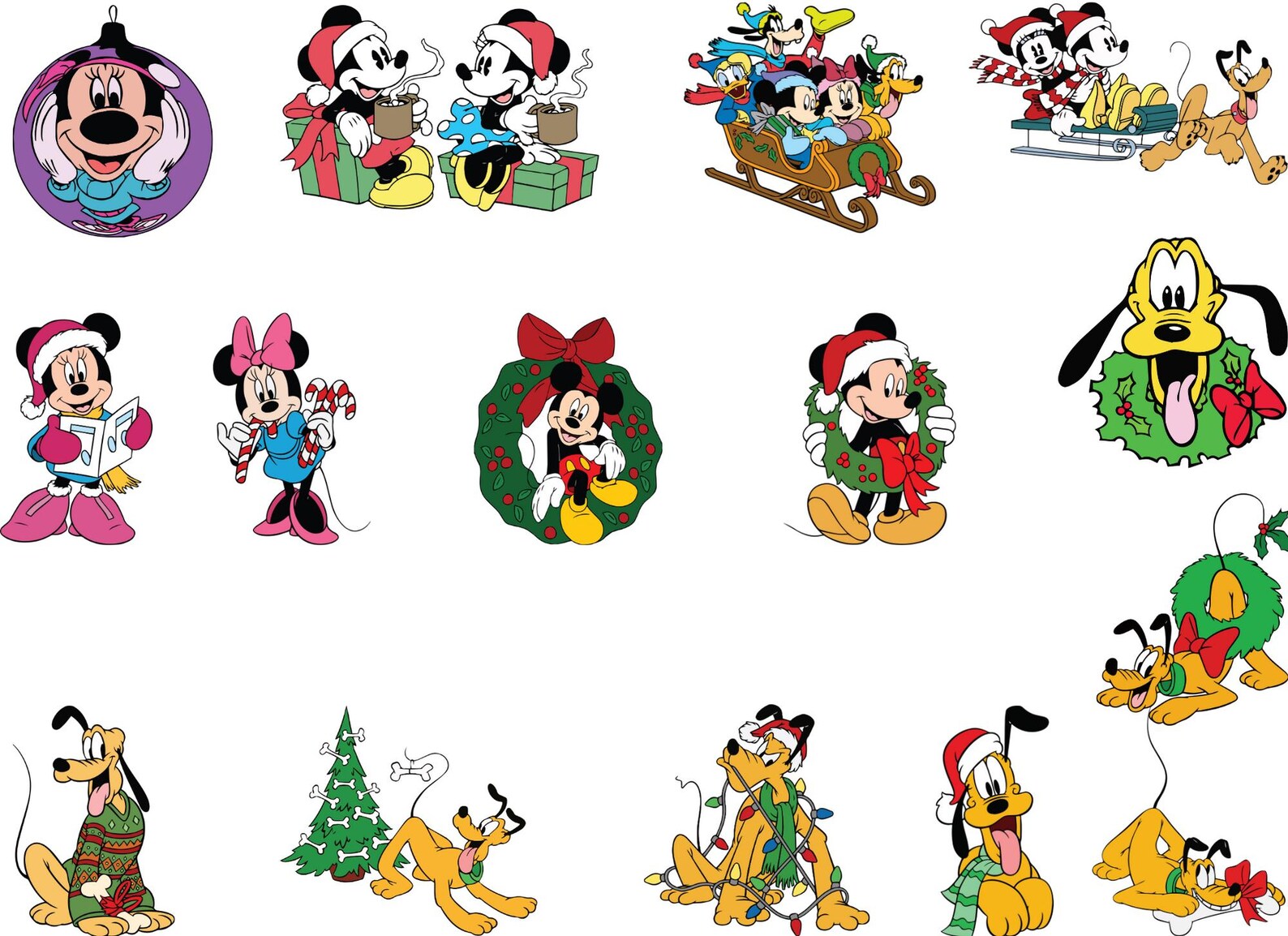 Mickey and Friends Christmas Clipart Set, Christmas Svg Cut Files for ...