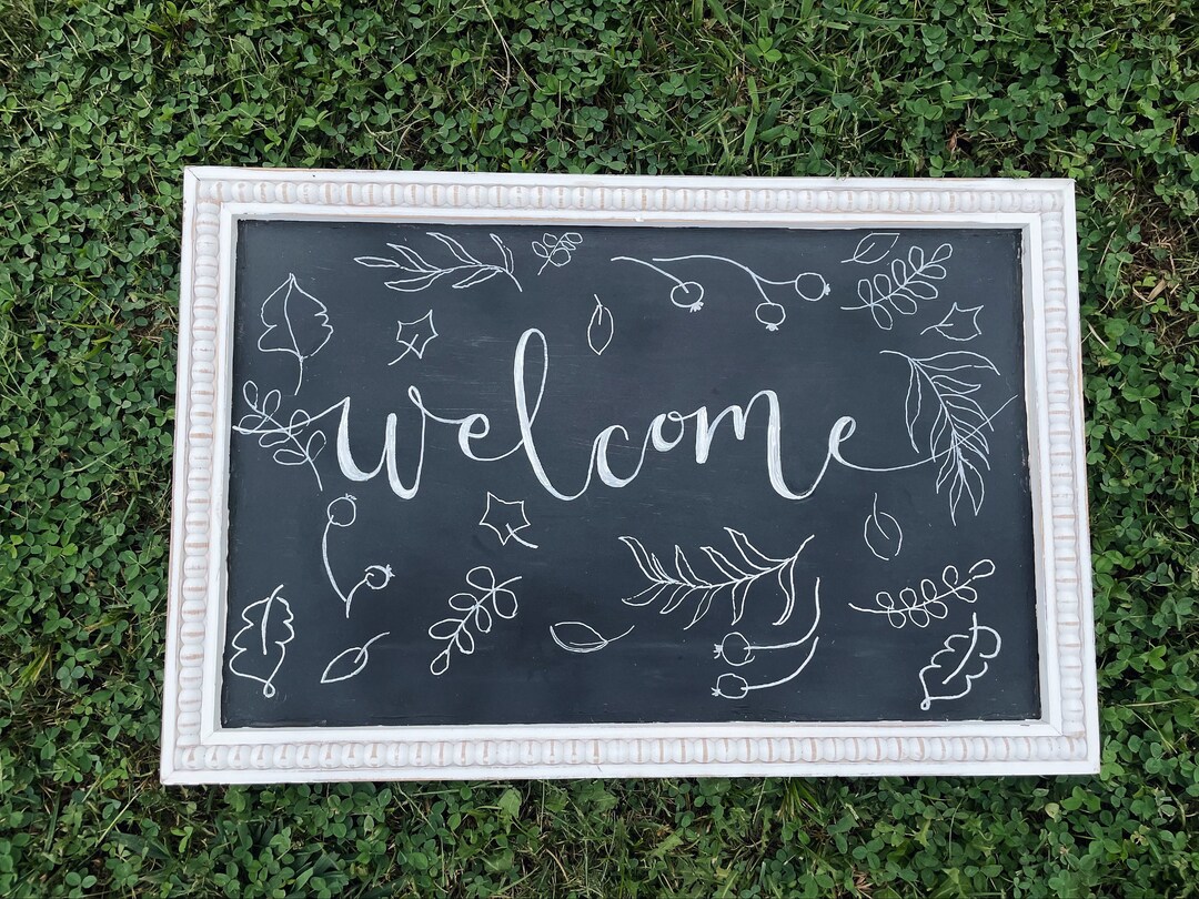 Black and White Welcome Sign 24x16 Hand Painted - Etsy