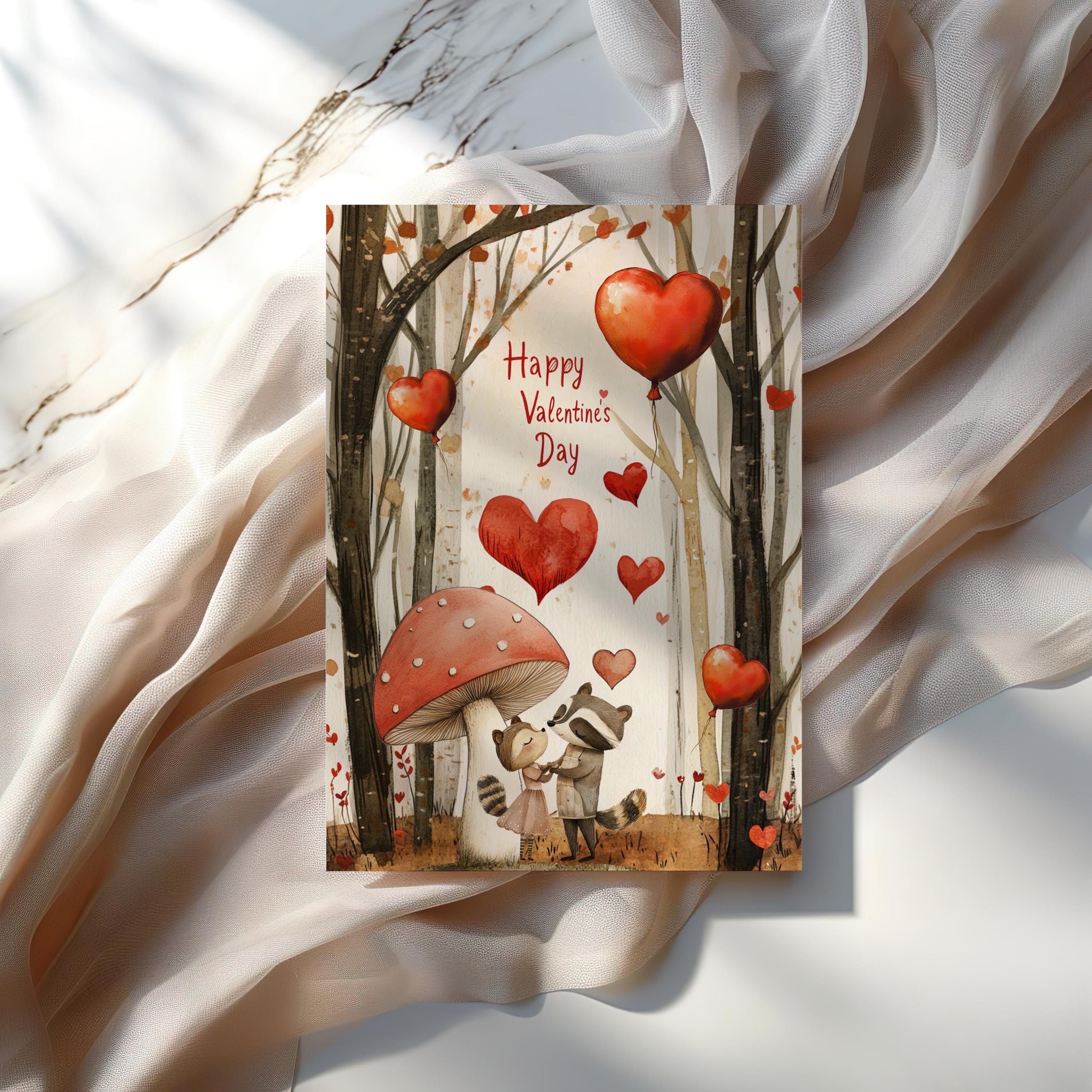 Valentine Woodland Clipart Bundle Watercolor Animals for Greeting Cards ...