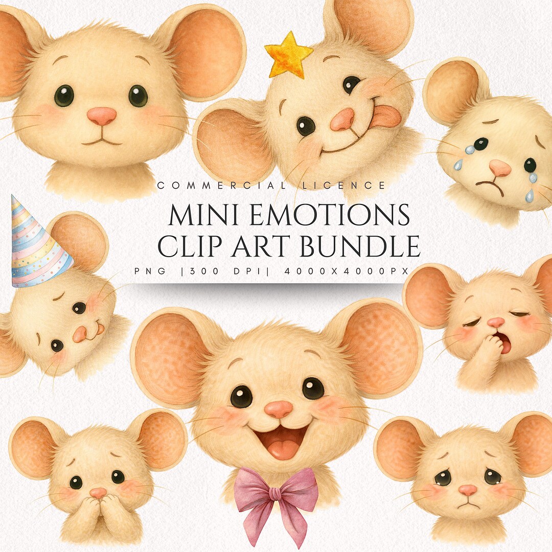 Mouse Emotion Faces Clipart PNG for Teachers Feelings Expressions ...
