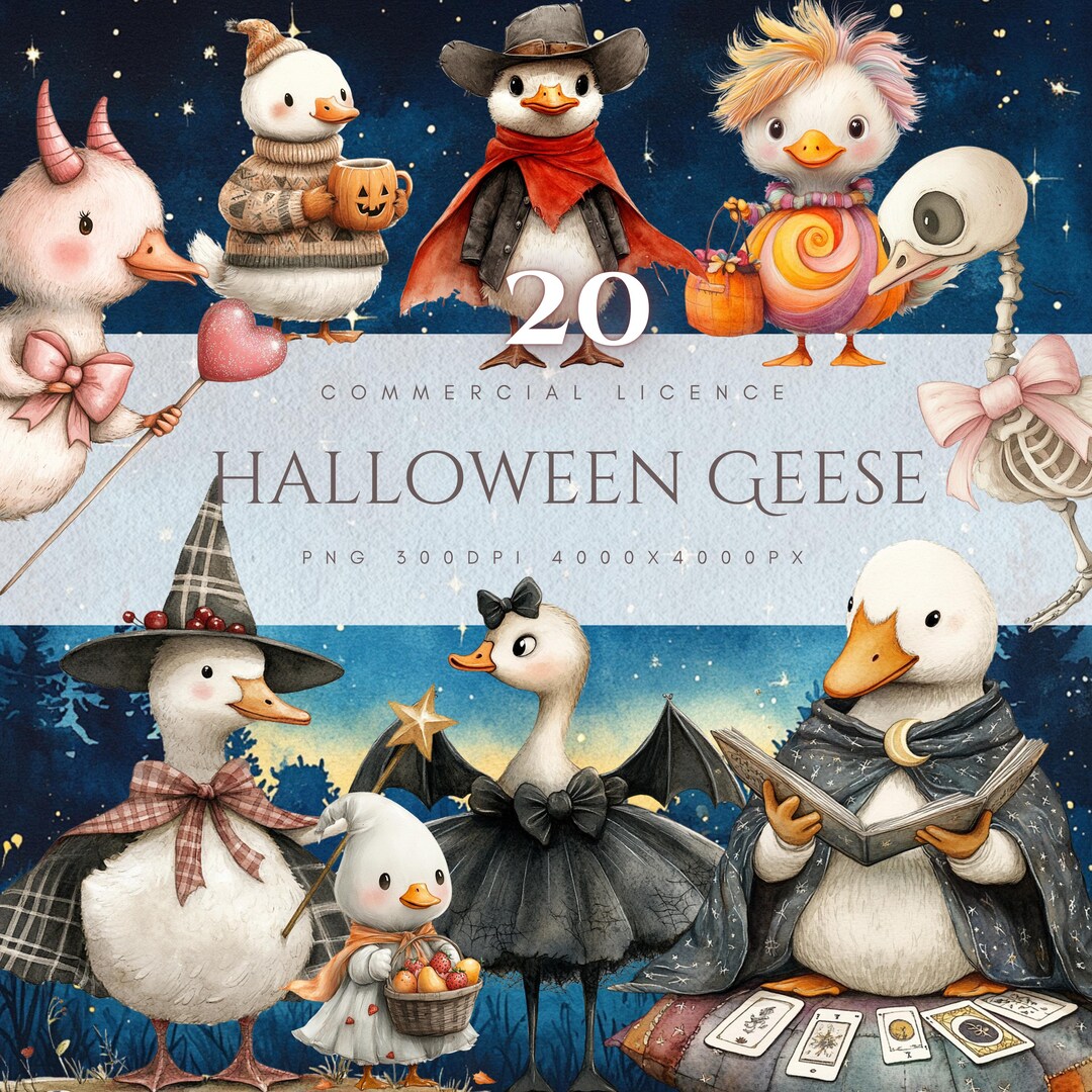 Halloween Goose Clipart Bundle Silly Cute Geese in Costumes Pastel ...