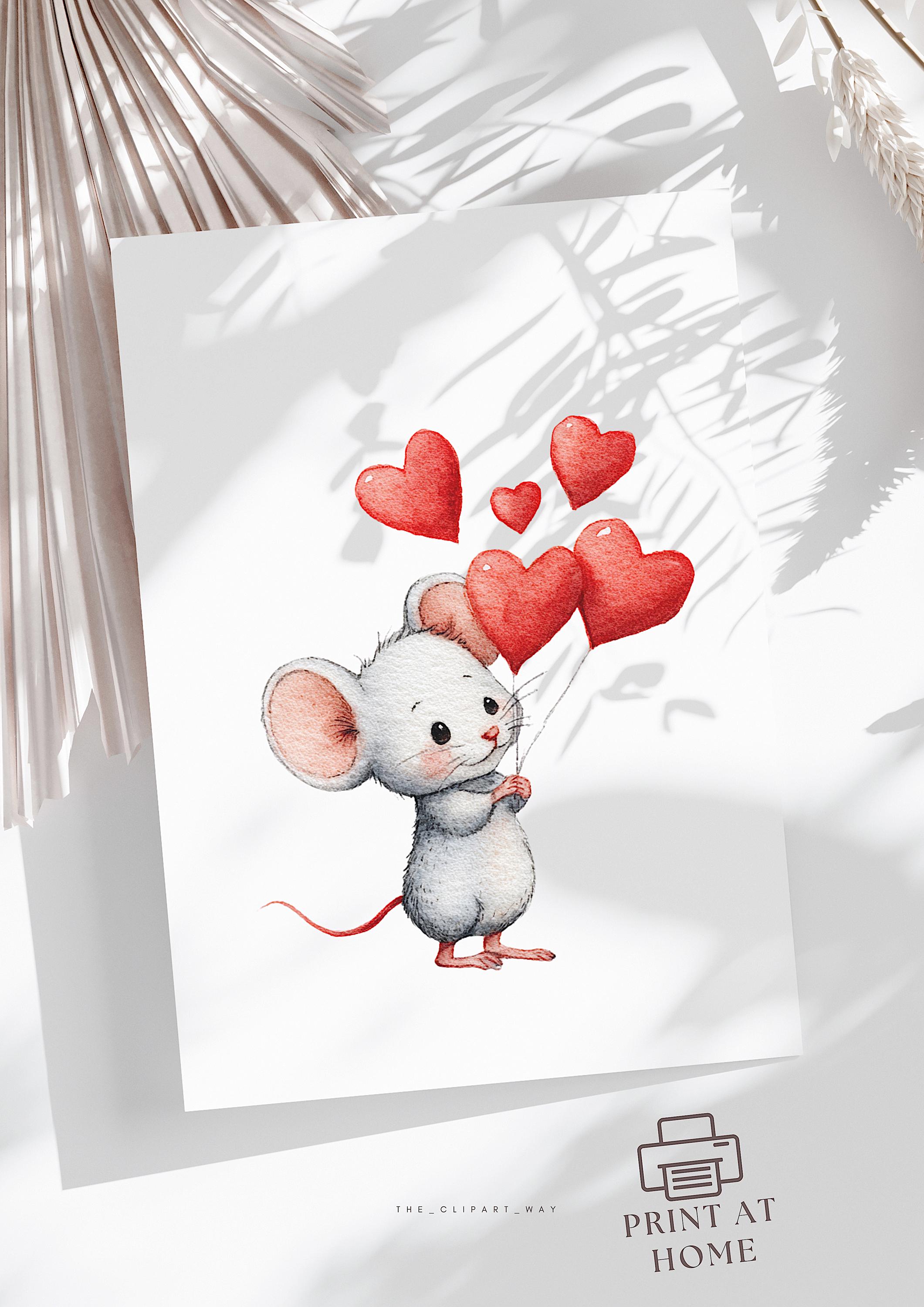 Valentine Mouse Clipart PNG , Digital Download - Etsy
