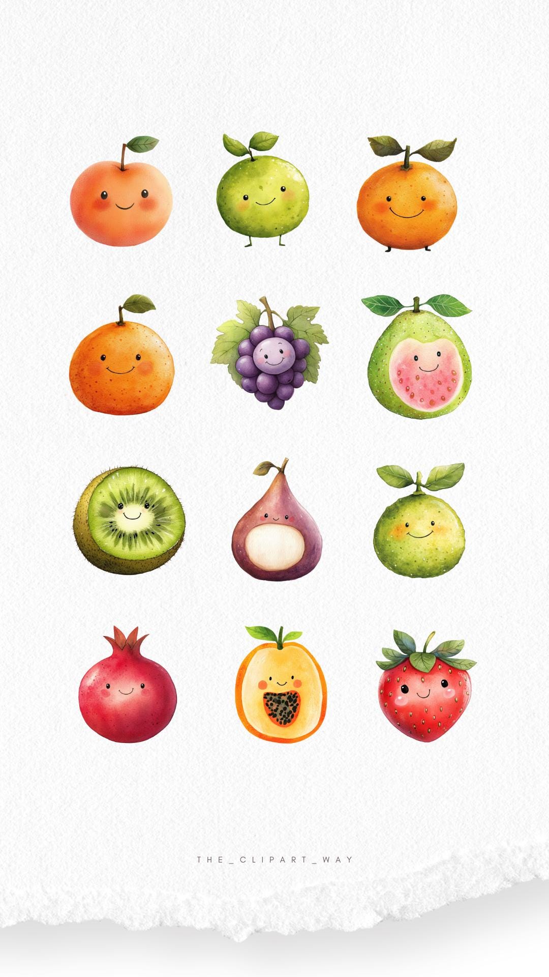 Happy Fruits Clipart Illustration Classroom Decor Print Fruit Healthy ...