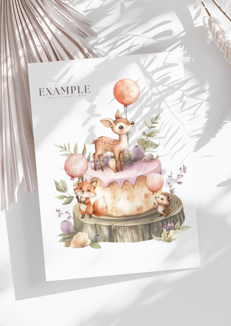 Woodland Birthday Clipart Kids Party Invitation Animals Png Forest ...