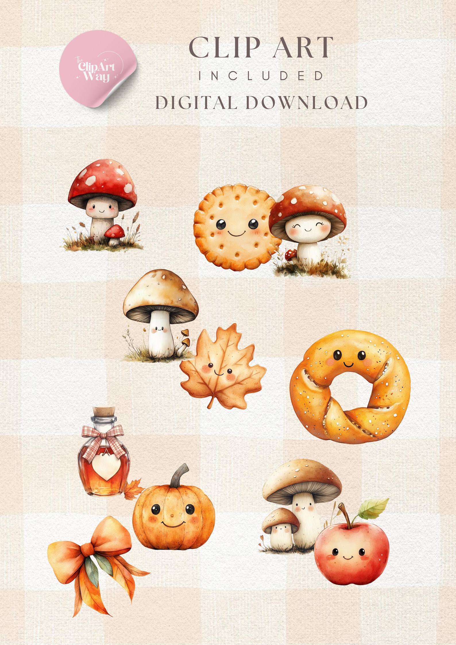 Watercolor Fall Food Clipart Bundle: Autumn Treats, Thanksgiving ...