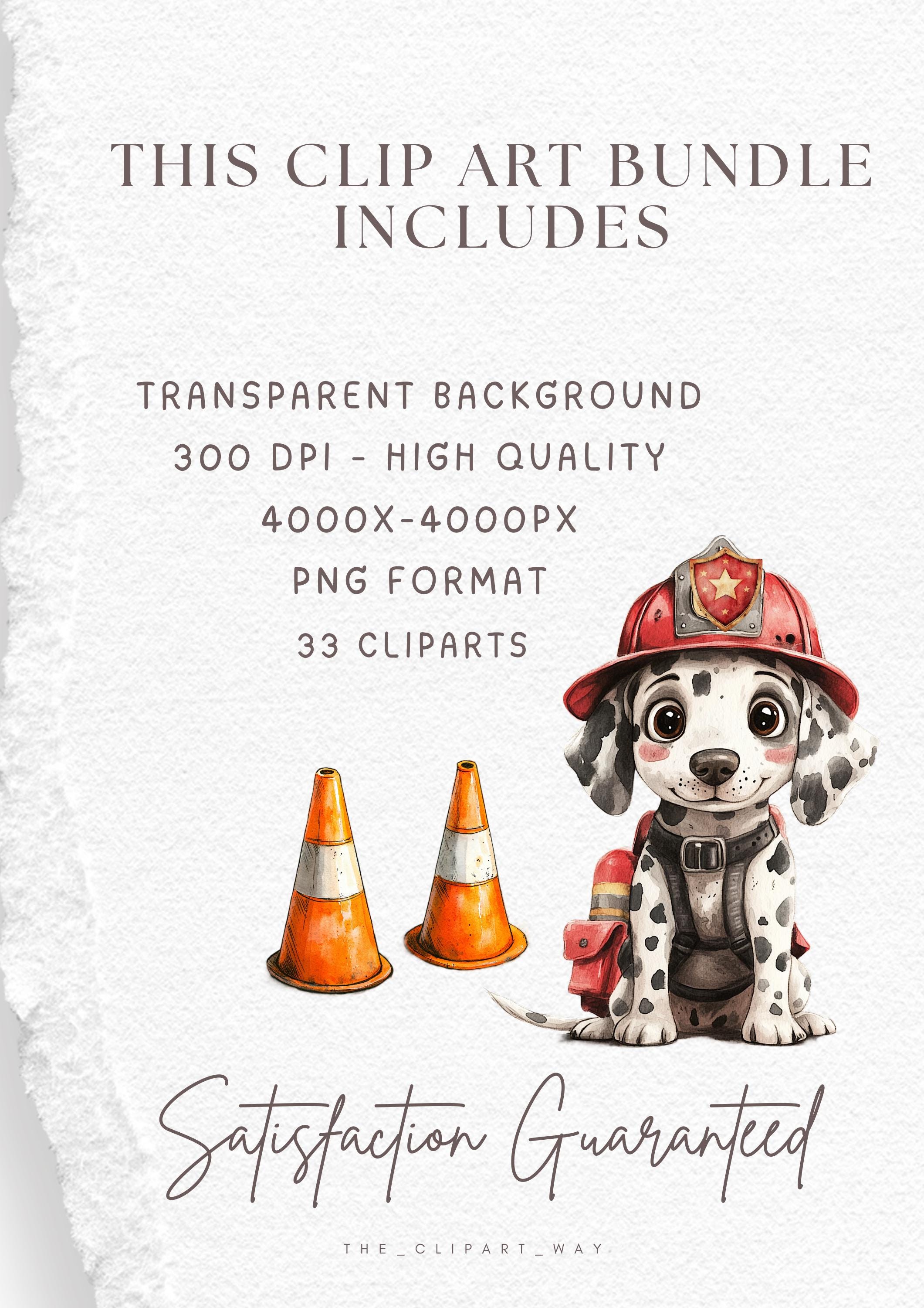 Firefighters Clipart Bundle: Watercolor Fire Truck, Nursery Decor ...