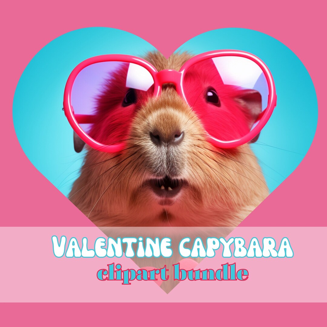 18 Capybara Valentine Clipart Bundle Rodent Capybara Lover - Etsy
