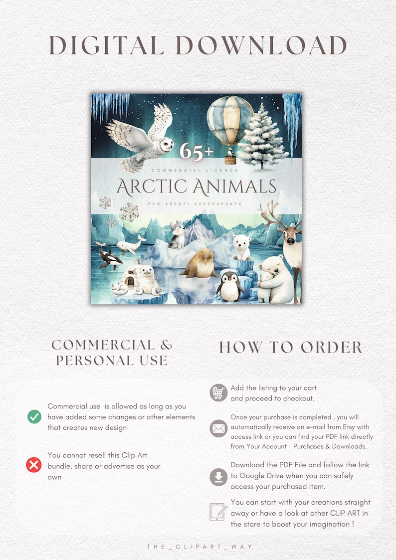 Arctic Animals Clipart PNG Watercolor Polar Animals Winter Nursery ...