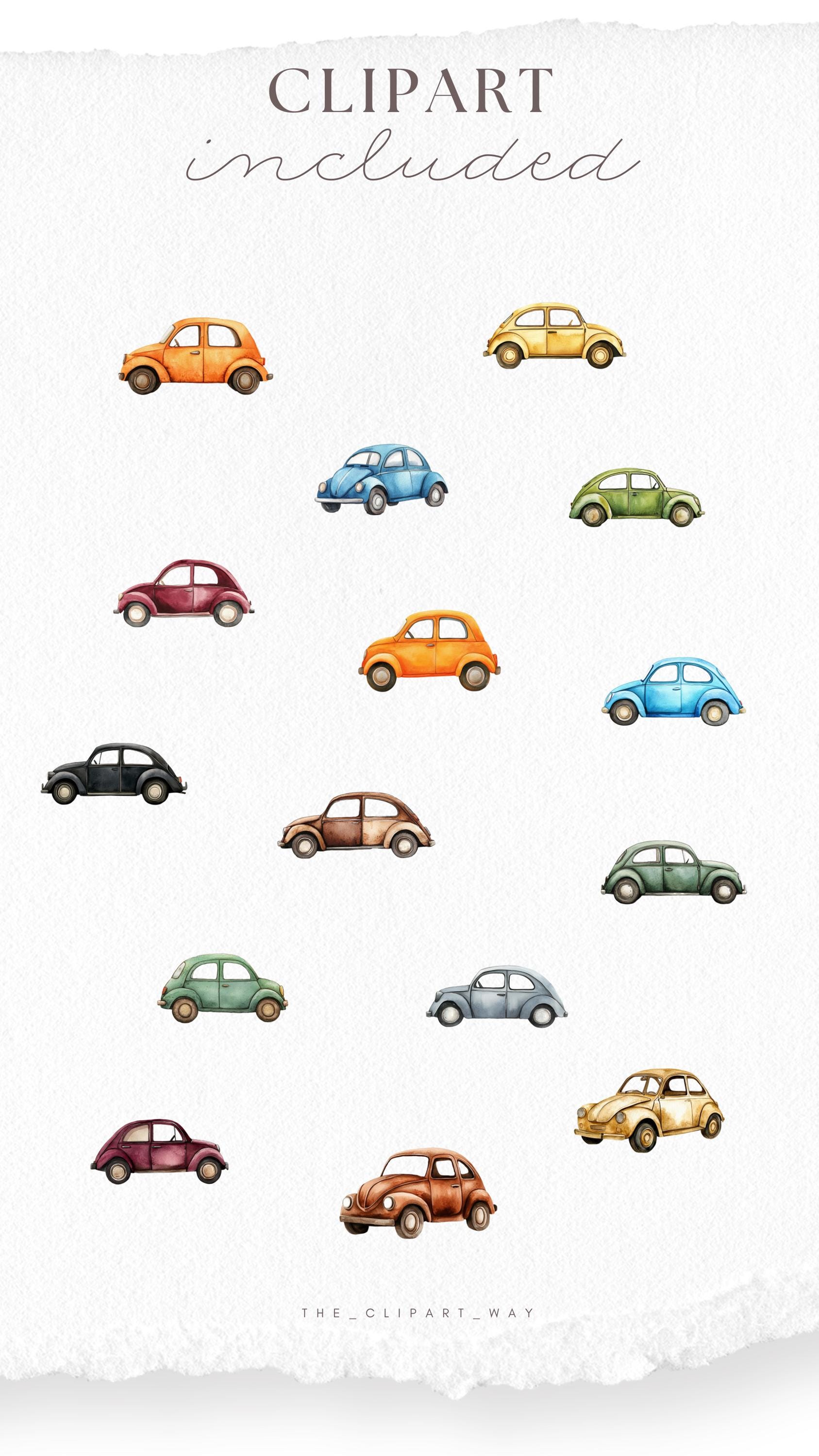 Cars Clipart Set: Watercolor Vehicle Graphics (digital Download) - Etsy