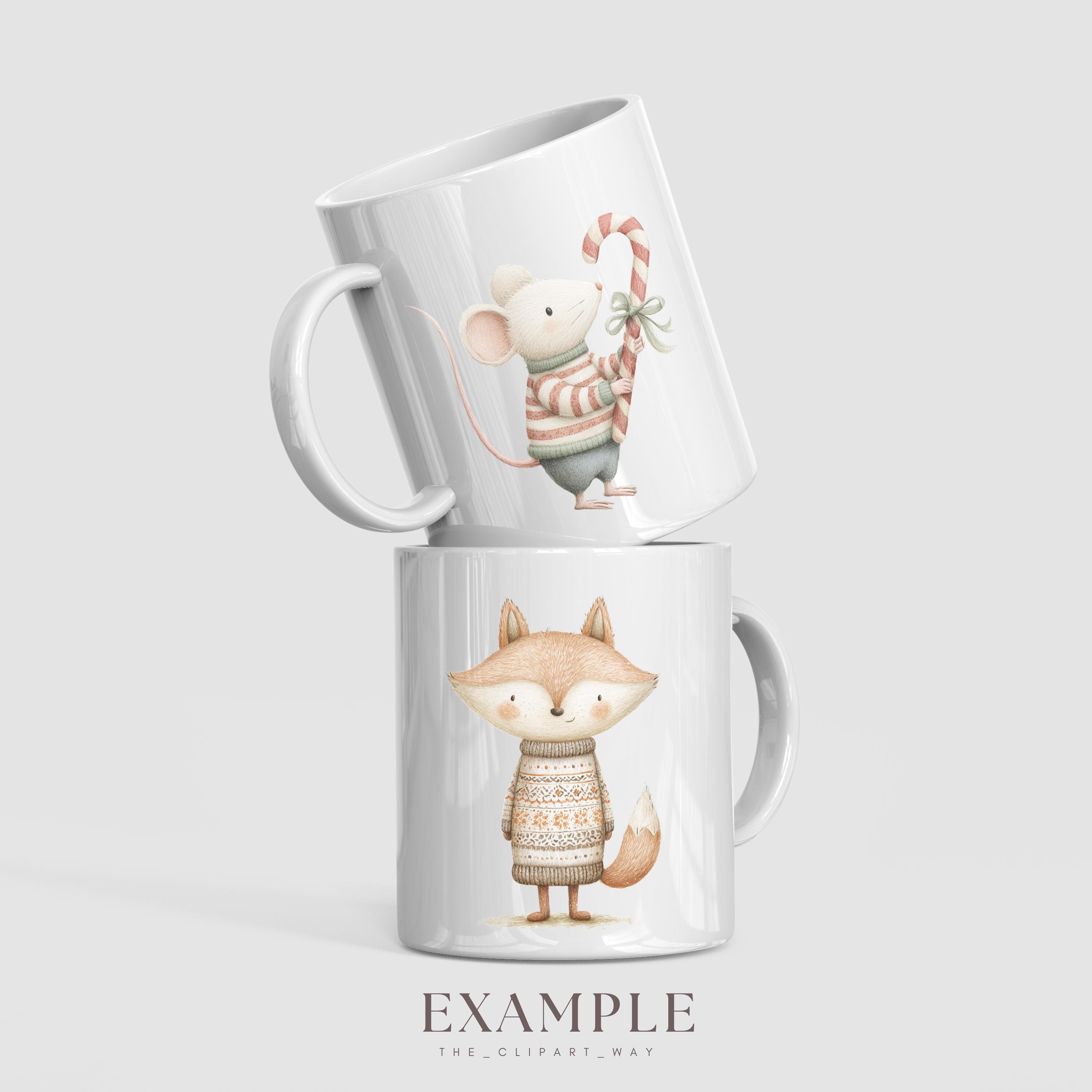 Watercolor Christmas Animal Clip Art: Woodland PNG Bundle (digital ...