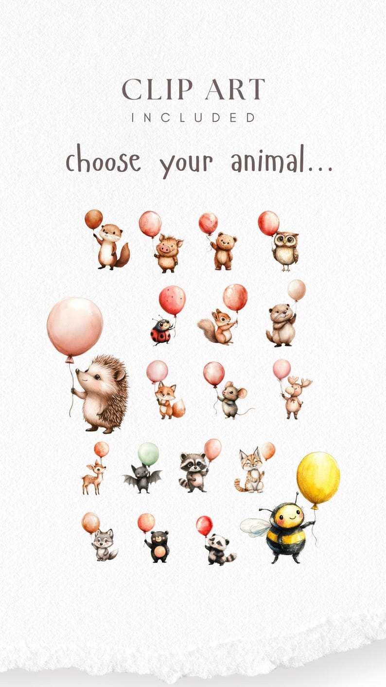 Woodland Birthday Clipart Bundle Watercolor Animals Party Elements for ...