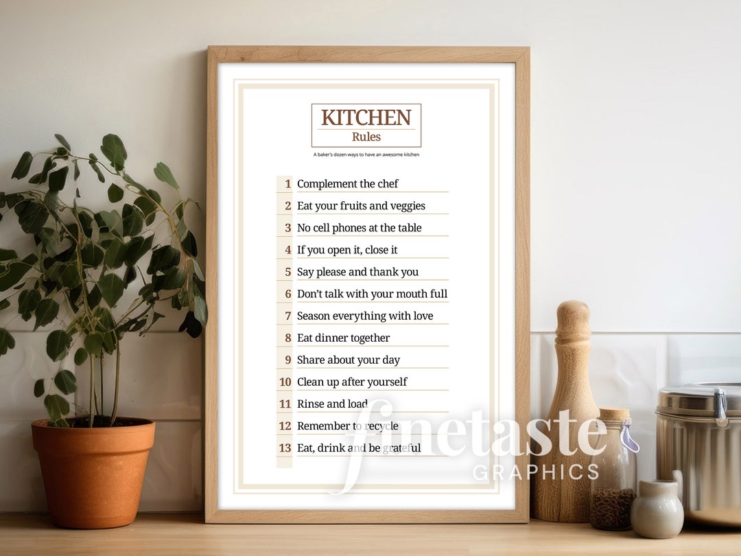 Kitchen Rules Poster - Etsy