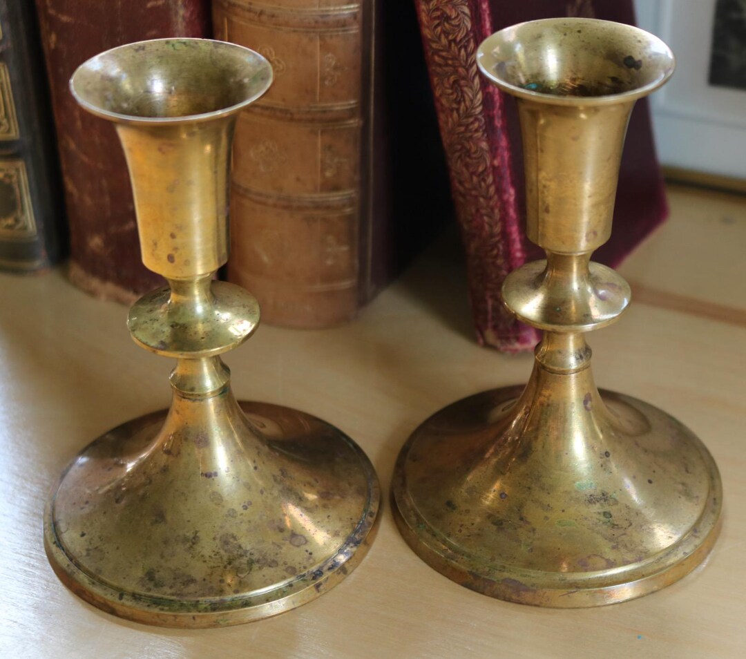 Vintage Brass Candlesticks ~ Heavy Patina ~ Made in India - Etsy