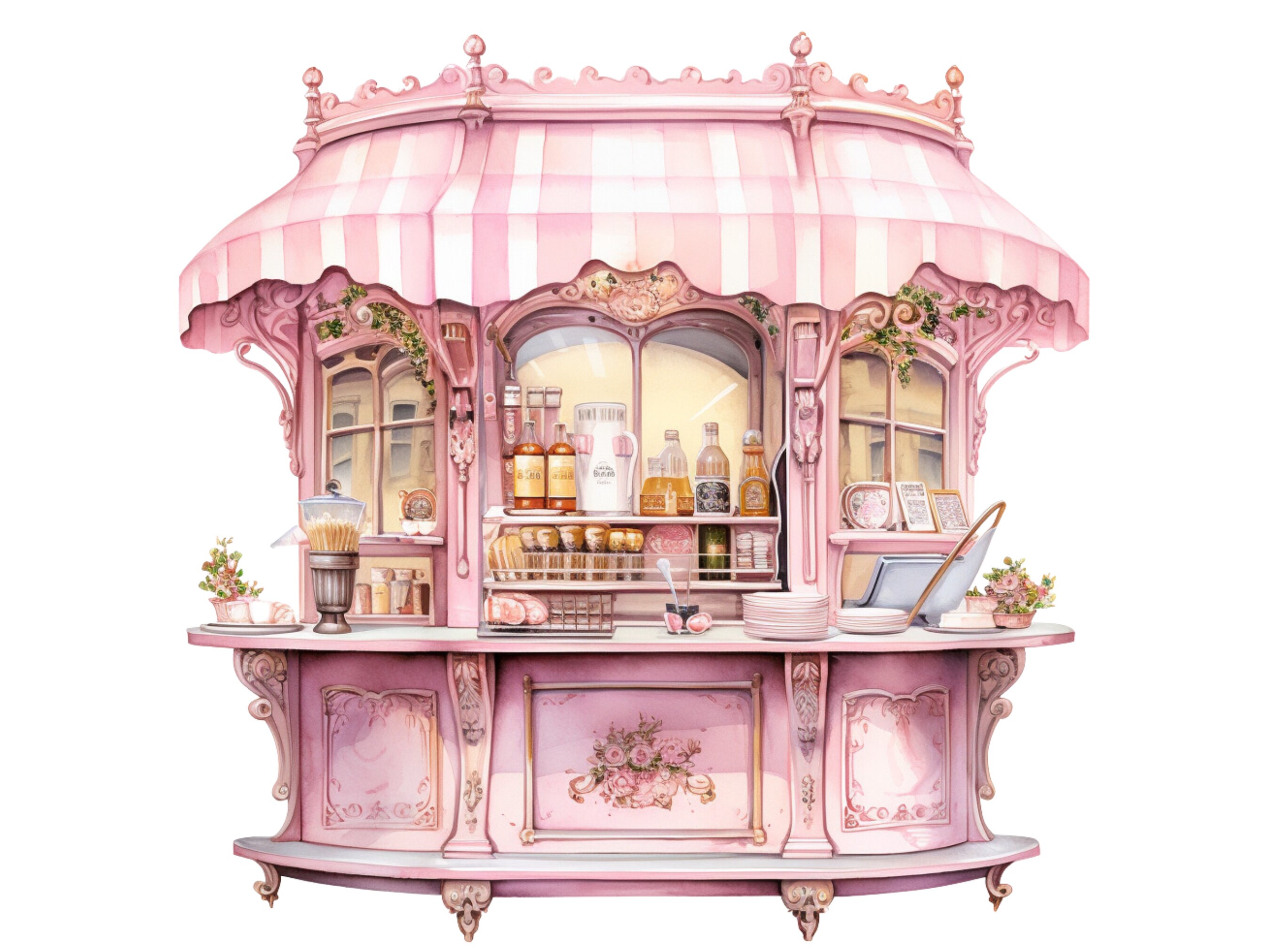 Paris Cafe Elements Clipart Set, Parisian Restaurant, Paris Bakery Shop ...