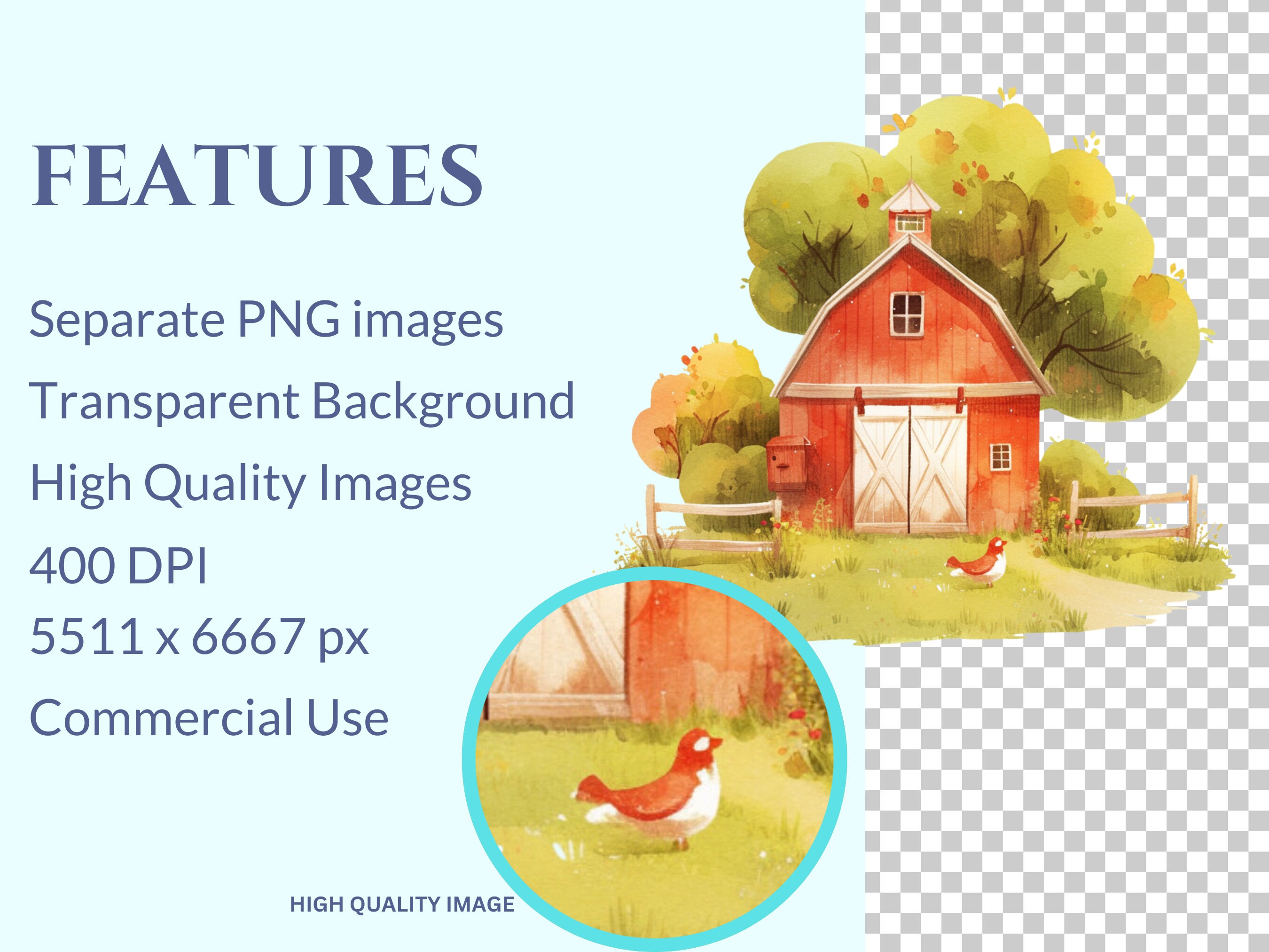 Cute Farm Clipart, Watercolor Farm Animals, Farm Animals PNG, Baby ...