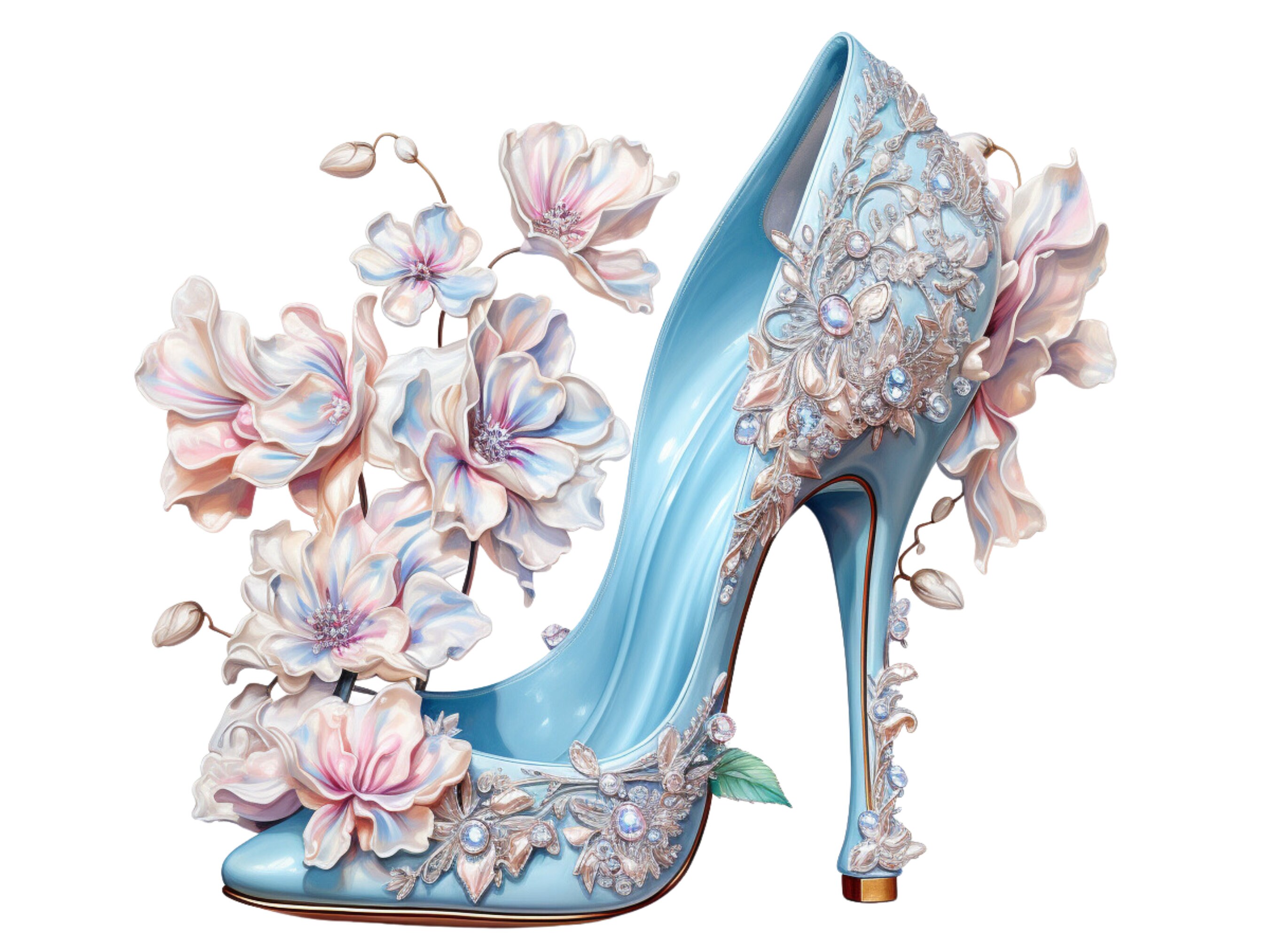 Prom Shoes Floral, Watercolor, High Heels Clipart, Heel Pumps, Digital ...