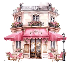 Paris Cafe Clipart Watercolor Set, Parisian Restaurant, French Cafe ...