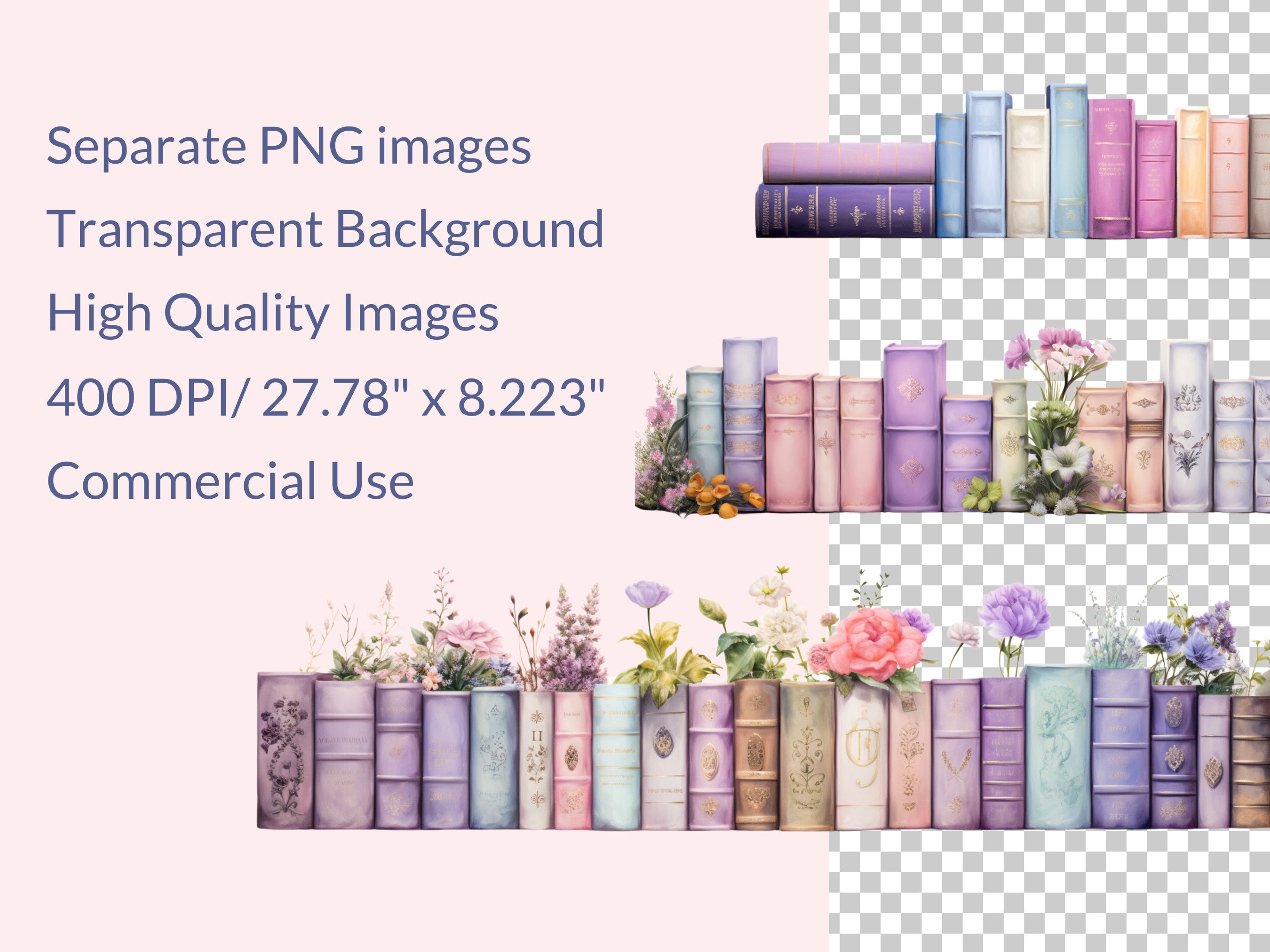 Book Border Pastel, Watercolor Clipart, Vintage, Dashboard, Digital ...