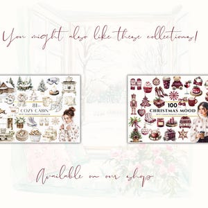 Preppy Christmas Clipart, Pink & Green Holiday Watercolor, Christmas ...