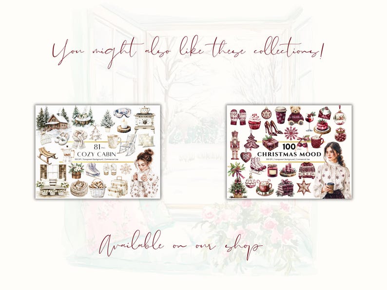 Preppy Christmas Clipart, Pink & Green Holiday Watercolor, Christmas ...