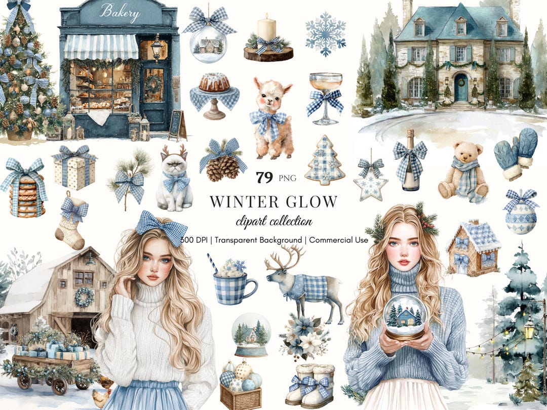 Watercolor Winter Glow Clipart, Neutral Christmas PNG, Rustic Christmas ...