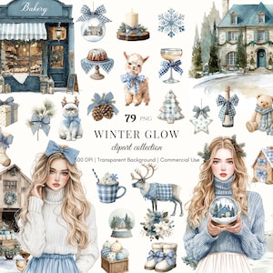 Watercolor Winter Glow Clipart, Neutral Christmas PNG, Rustic Christmas ...