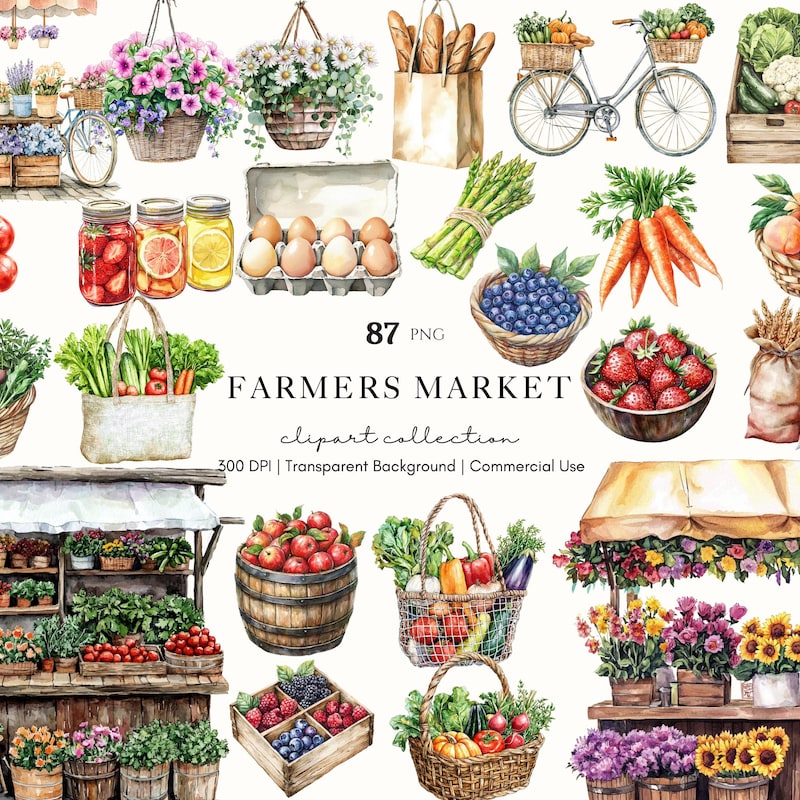 Farmers Market Clipart - Etsy