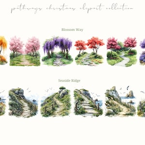 Watercolor Pathways Clipart Wildflower Path PNG Stairs Cobblestone ...