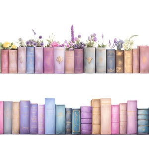 Book Border Pastel, Watercolor Clipart, Vintage, Dashboard, Digital ...