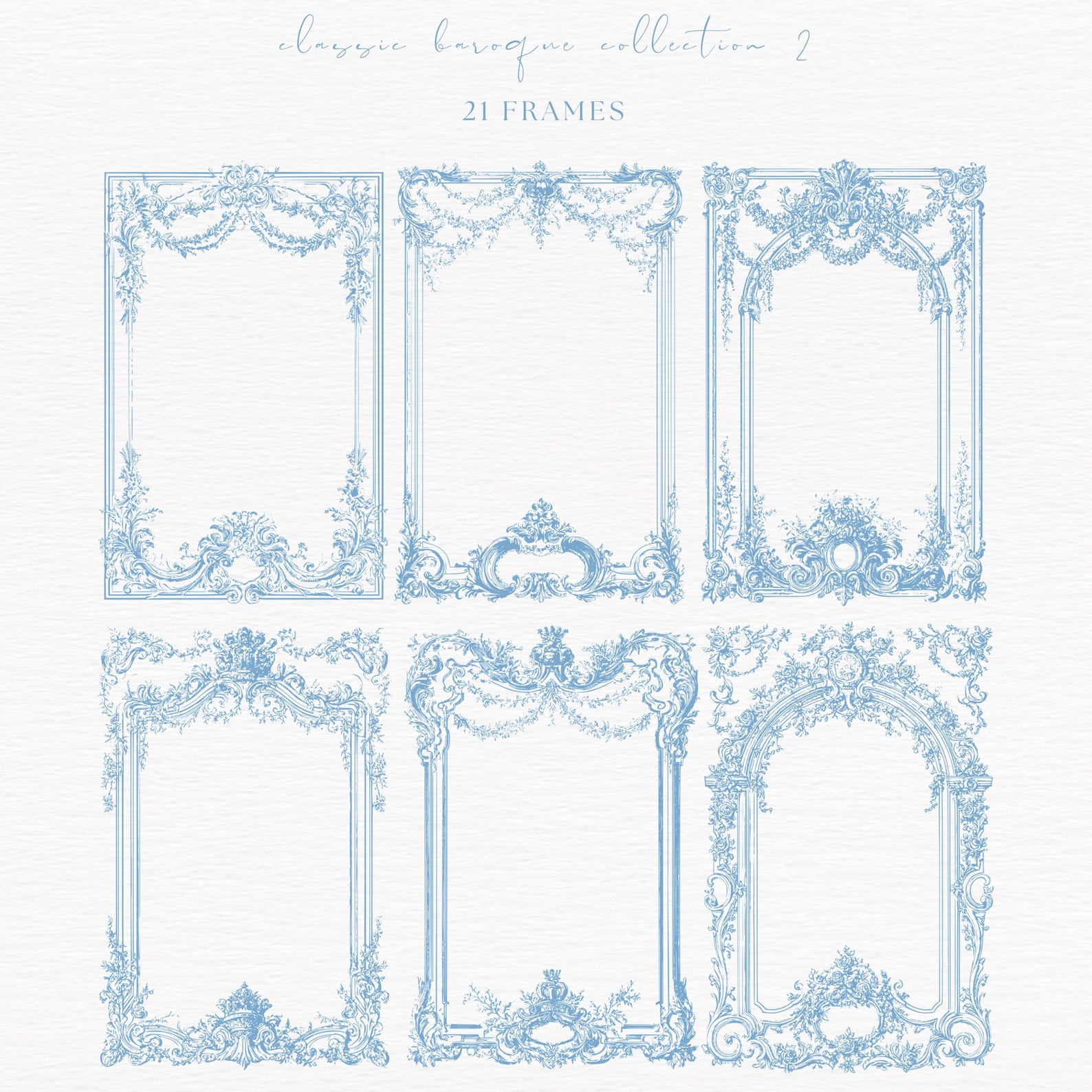 Baroque Frames SVG PNG, Line Art Wedding Invitation Crest Ornamental ...