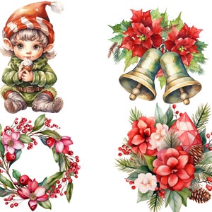 Christmas Classic Bundle Clipart, Winter Holiday, Digital PNG File ...