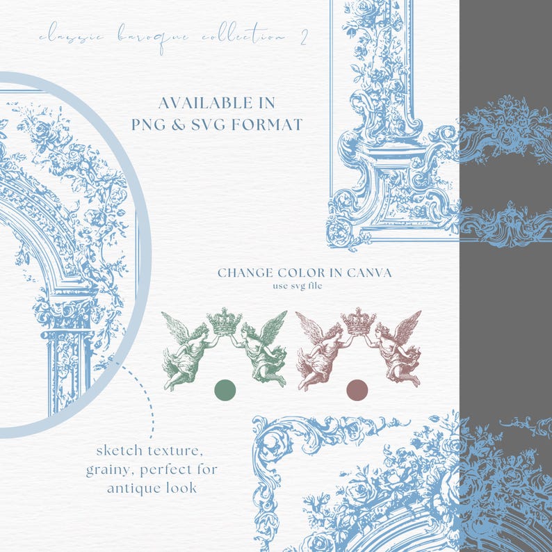 Baroque Frames SVG PNG, Line Art Wedding Invitation Crest Ornamental ...