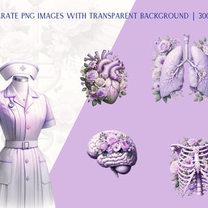 Purple Medical Elements Clipart Healthcare Projects Digital Planner ...