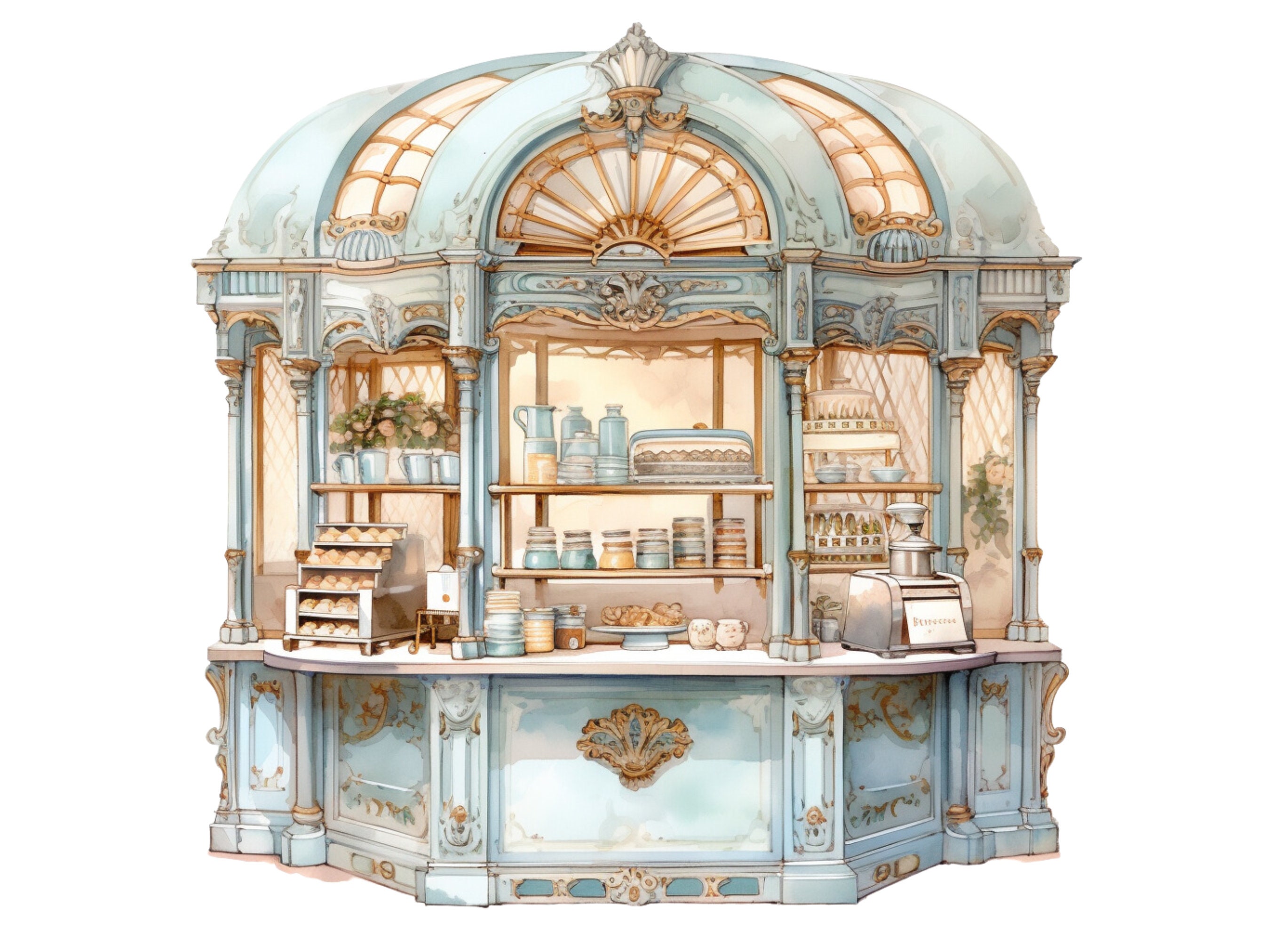 Paris Cafe Elements Clipart Set, Parisian Restaurant, Paris Bakery Shop ...