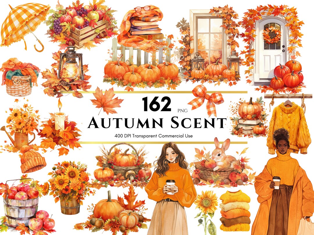 Watercolor Fall Clipart, Autumn Clipart, Fall Decor, Pumpkin Season ...