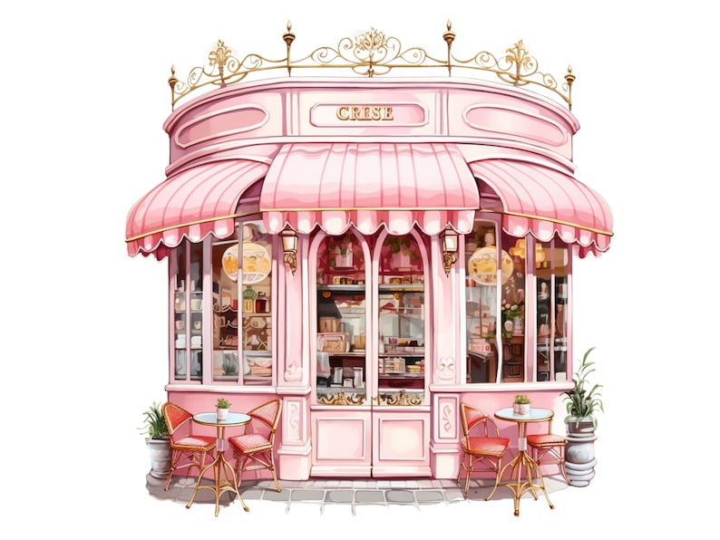 Paris Cafe Clipart Watercolor Set, Parisian Restaurant, French Cafe ...