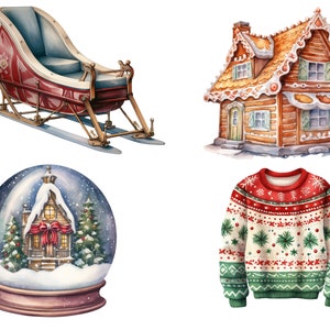 Christmas Classic Bundle Clipart, Winter Holiday, Digital PNG File ...