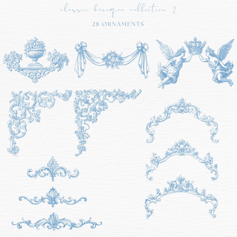 Baroque Frames SVG PNG, Line Art Wedding Invitation Crest Ornamental ...