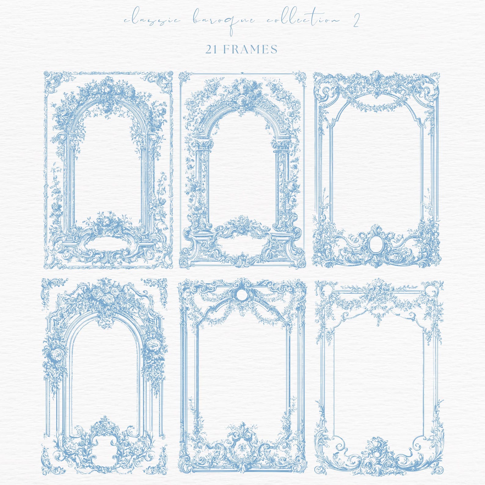 Baroque Frames SVG PNG, Line Art Wedding Invitation Crest Ornamental ...